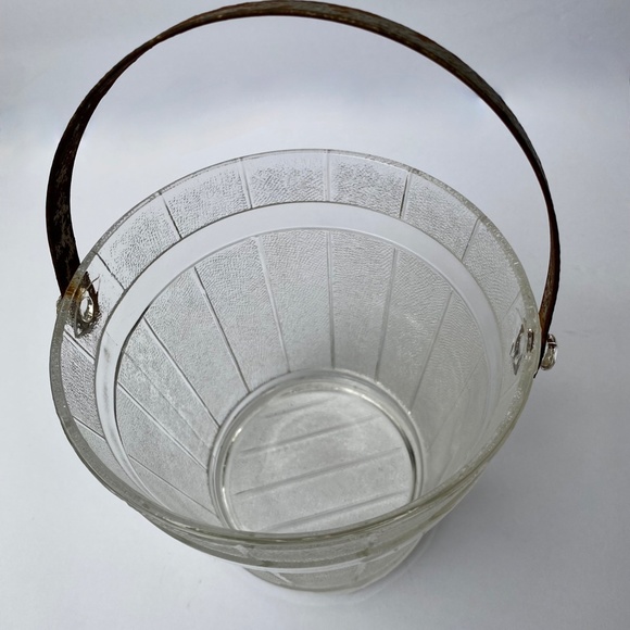 Accents | Vintage Glass Ice Bucket With Hammered Metal Handle | Poshmark
